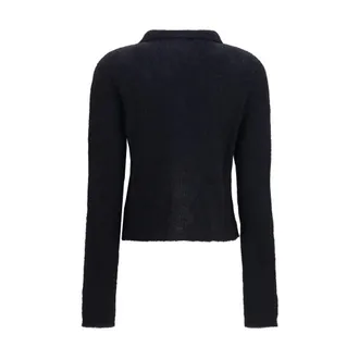 Our Legacy Womens Black Alpaca Vicugna Pacos Polo Shirt