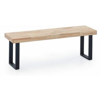 PEGANE Pegane - Banc dassise ch&ecirc;ne nordique - Pieds m&eacute;talliques noirs - Dimensions 120 x 34 x 47 cm - &Eacute;paisseur plateau 54 mm
