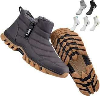 Generic Bottines de neige imperm&eacute;ables et chaudes en coton avec fermeture &eacute;clair - Doublure en fourrure &eacute;paisse - Imperm&eacute;ables - Antid&eacute;rapantes - Pour la marc