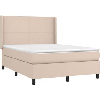 vidaXL Boxspringbett Matratze Cappuccino-Braun 140x200cm Kunstleder Vidaxl