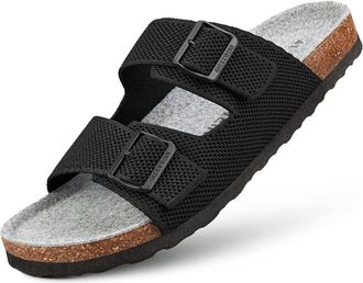 Giesswein Merino Slides Women - Pantolette mit ergonomischem Korkfu&szlig;bett - Komfort Sandale mit stufenlos verstellbaren Riemen aus Ajour-Strickstoff - Slipper mi