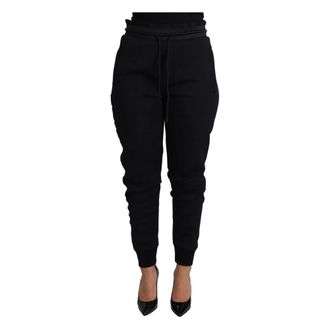 Dolce & Gabbana Schwarze Logo Jogger Sweatpants - - Trousers - Damen - Schwarzk - S