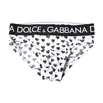 Dolce & Gabbana Homme, Sous-vêtements, Blanc, Taille: S Coeur Imprimé Slip Sous-vêtements