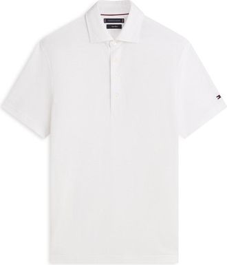 Tommy Hilfiger Poloshirt aus einem soften Leinen-Mix mit Struktur in