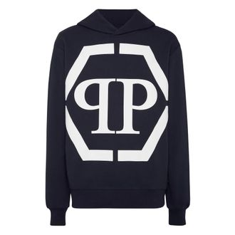 Philipp Plein Homme, Sweatshirts et sweats &agrave; capuche, Bleu, Taille: L SweaT-shirt &agrave; Capuche Hexagon