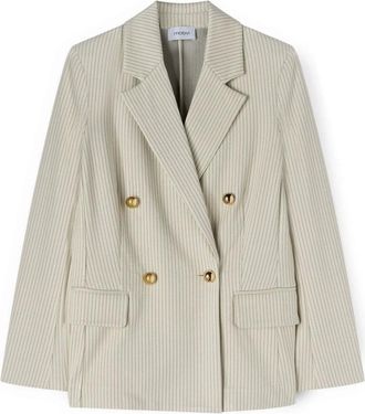 Motivi Femme, Vestes, Blanc, Taille: 40 FR Blazer crois&eacute; &agrave; rayures