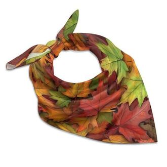 Generic Écharpe carrée en soie légère avec feuilles dérable dautomne pour cheveux, foulard respirant, cadeau pour homme et femme, multicolore, 46x46cm