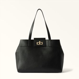 Furla Amelia Tote-bag L Nero Schwarz Leder Mit Rautennarbung Damen