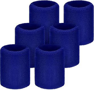 WILLBOND 6 Packung Sport Wristbands Absorbierende Schweißbänder für Fußball Basketball, Leichtathletik (Blau)