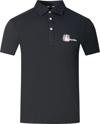 Aquascutum Aldis Brand London Logo Schwarzes Poloshirt