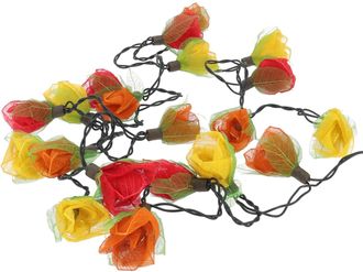 Guru Shop Bl&uuml;ten LED Lichterkette - 20 Stk Rose Rot/gelb/orange, 6x350x6 cm