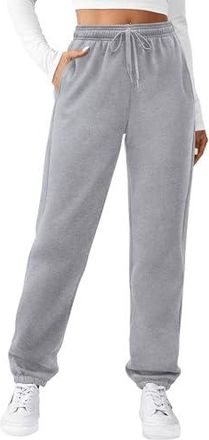 Zeagoo Femme Pantalon de Jogging Long Pantalon de Sport D&eacute;contract&eacute; Taille Haute Stretch Surv&ecirc;tement Chaud avec Poches Gris Clair M