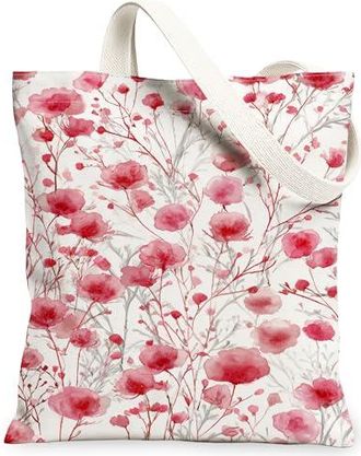 Generic Sacs fourre-tout en toile florale, motif floral &eacute;l&eacute;gant, sacs d&eacute;picerie r&eacute;utilisables, sacs d&eacute;picerie printaniers, vintage, botanique, l&eacute;ger, lavable,
