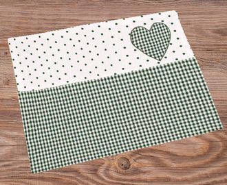 Matches 21 matches21 Tischset Tischwäsche Stoff Landhaus Premium LISE kariert & Borte mit Herz Applikation 33x48 cm - 1 STK Rot