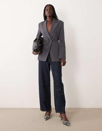 Jacqueline de Yong blazer ajust&eacute; gris fonc&eacute;