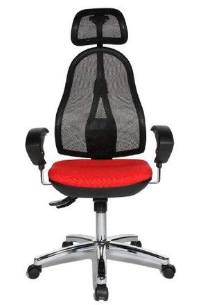 Topstar Topstar OP290UG21X Syncro-Bandscheiben-Drehstuhl Open Point SY Deluxe mit Kopfstütze / Stoffbezug, rot