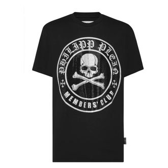 Philipp Plein T-Shirt Rundhals SS Strass Skull&Bones - - Tops - Herren - Schwarzk - 3XL