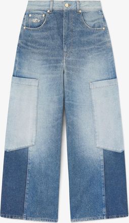 Ganni Jean baggy large en denim patchwork Bleu Coton biologique - Taille 24W/33L - Pour Femme