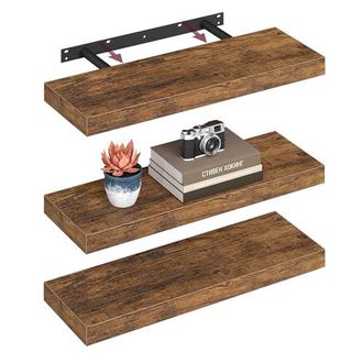 Vasagle Wandregal, 3er Set, Schweberegal, Regalbrett, 20 x 60 x 3,8 cm, Wandboard für Bilderrahmen, Deko, Regal für Wohnzimmer, Arbeitszimmer, Küche, vintageb