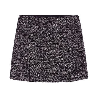 Ermanno Scervino Mini-jupe &agrave; chevrons paillet&eacute;s - Femme - Jupes - Noir - Taille: 36 FR