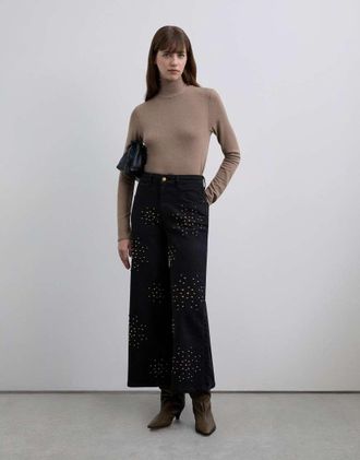 Scalpers Jean ample &agrave; clous - Noir