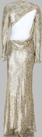 Self Portrait Metallic Fiber and Silk Maxi Dress - Gold
