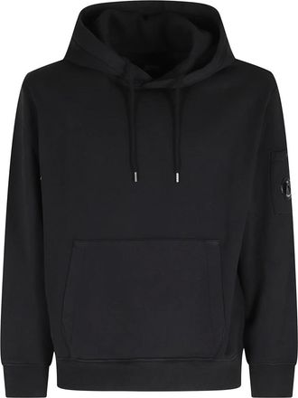 C.P. Company C.p. Company, Homme, Sweatshirts et sweats &agrave; capuche, Noir, Taille: M Cotton Diagonal Fleece Hooded Lens SweaT-shirt
