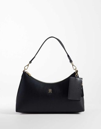 Tommy Hilfiger Schultertasche in Schwarz mit Kartenetui und Markenlogo