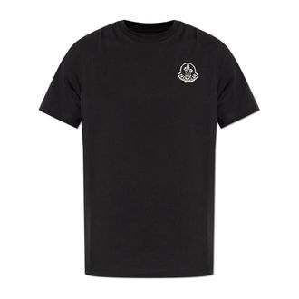 Moncler Bedrucktes Logo T-Shirt - - Tops - Herren - Schwarzk - S