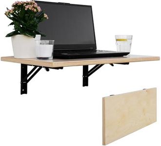 Cawi Table pliante murale robuste en bois massif : table de cuisine pliante et bureau suspendu, table pliante en MDF lamin&eacute;