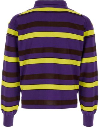 J.W.Anderson Striped Cotton Blend Polo Shirt - Purple
