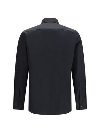 Givenchy Mens Embroidered Poplin Shirt Black Cotton