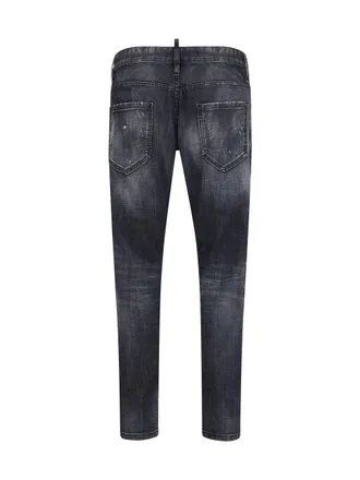 Dsquared2 Mens Slim Twist Jeans Black Cotton; Elastane