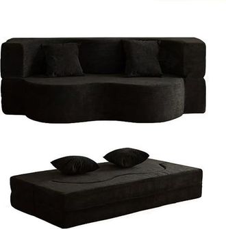 Generic Faltbares Kompressionssofa, multifunktionales Kompressionssofa, bietet Lordosenst&uuml;tze und reduziert Erm&uuml;dung, waschbarer Bezug, for Wohnzimmer(Noir,20