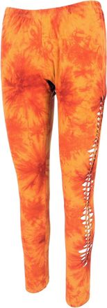Guru Shop Psytrance Batik Goa Damen Leggings, Yoga Leggings - Orange, Baumwolle, Size:S