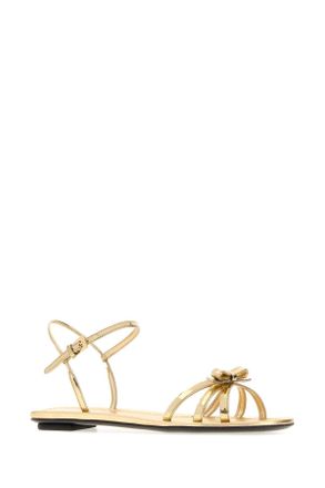 Prada Womens Gold Leather Sandals Platino Sandali