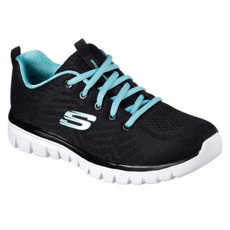 Skechers Damen Graceful Get Connected Sneaker,Schwarz/Türkis, 38.5 EU