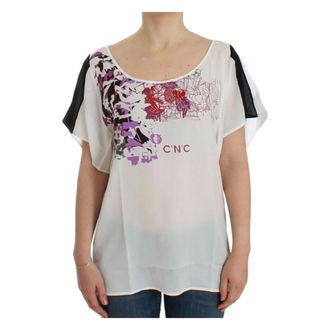 Costume National Schickes wei&szlig;es V-Ausschnitt T-Shirt mit Druck - - Blouses & Shirts - Damen - Wei&szlig; - S
