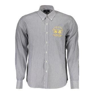 La Martina Homme, Chemises, Bleu, Taille: XL Chemise Bleue &agrave; Manches Longues avec Col Boutonn&eacute;