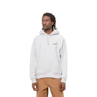 Carhartt Work in Progress American Script Hoodie in Ash Heather - - Sweatshirts & Hoodies - Herren - Grau - M