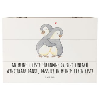 Mr. & Mrs. Panda 22 x 15 cm Holzkiste Liebste Freundin - Geschenk, besonderes Geschenk, Besonderer Moment, Schatulle, Truhe, Zuneigung, Danke