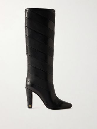 Valentino Garavani Bottes En Cuir Rayons 100 - Noir