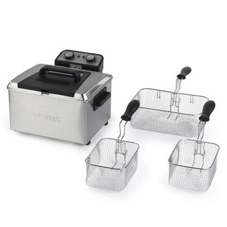 Petra 5L Fritteuse - Inklusive Gro&szlig;er Drahtkorb & 2 Kleine K&ouml;rbe, Abnehmbarer Griff, Antihaft-&Ouml;lbeh&auml;lter, Leicht zu Reinigen, Einstellbare Temperaturregelun