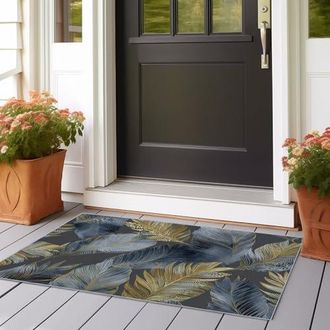 Generic Gris Lavable en Machine Tapis Salon Aquarelle Plantes Feuilles, 160 x 230 cm Doux Tapis de Sol Pelucheux Dessous Antid&eacute;rapant, Entree Interieur Chambr