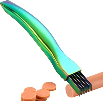 Generic K&uuml;che Gr&uuml;ne Zwiebelschneider,Anti-Slip Ergonomischer Griff,Edelstahl Gem&uuml;seschneider F&uuml;r Kartoffel Karotte Gurke - F&uuml;r K&uuml;che Picknick Wohnheim Camping