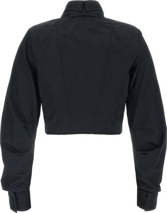 Elisabetta Franchi Bustier Cotton-Poplin Blouse - Black