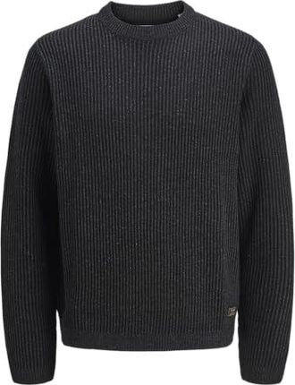 Jack & Jones Jjedover Knit Crew Neck Sn, Noir, M Homme