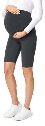 Be Mammy Kurze Umstandsleggings aus Viskose Bequeme und blickdichte Schwangerschaftsleggings Umstandsshorts Umstandsmode Sommer BE-04 (Graphite, XXL)