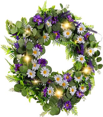 Soimiss T&uuml;rkranz Aus K&uuml;nstlichem Lavendel F&uuml;r Haust&uuml;r Sommerlicher Dekokranz Mit Nat&uuml;rlicher Optik F&uuml;r Eingangsbereiche Und Wohnraumgestaltung Haltbar Und All