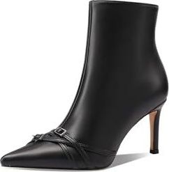 Queen Helena Bottines à talons hauts Bottines à bout décontracté pour femme K3989, Noir en polyuréthane., 38 EU